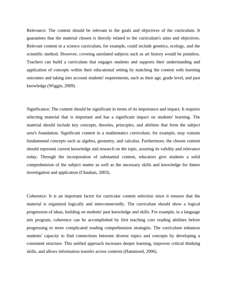 Criteria for Selecting Curriculum Content | PDF | Curriculum | Reading ...