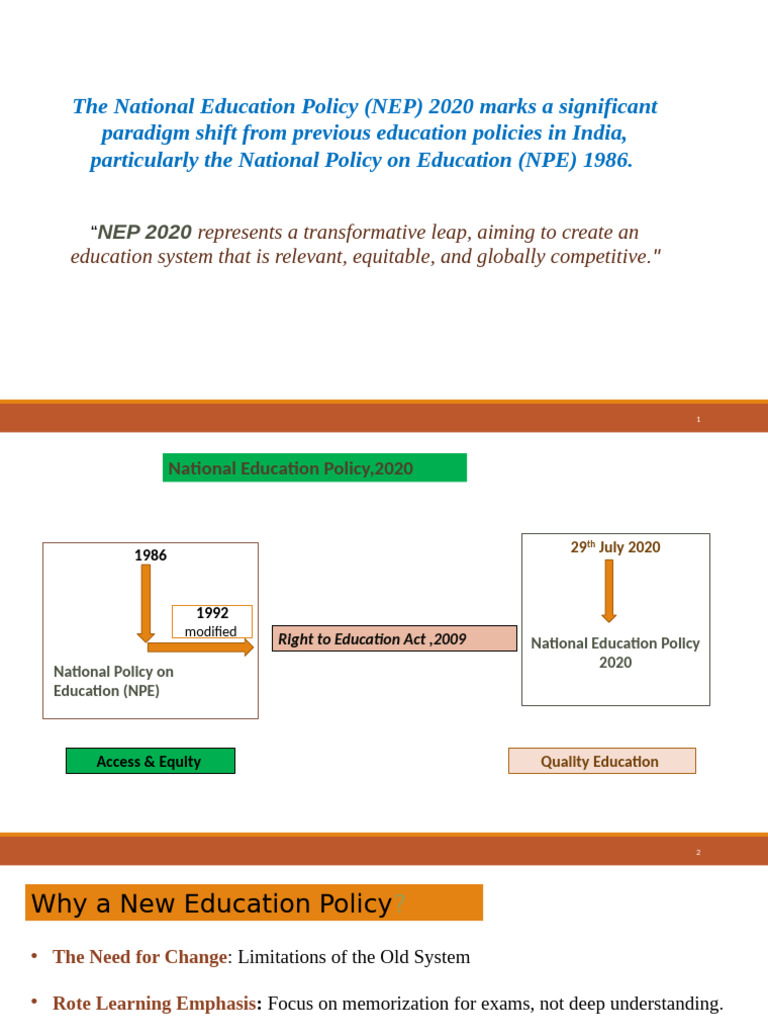 PPT on NEP 2020 - Brief | PDF | Inclusion (Education) | Teachers
