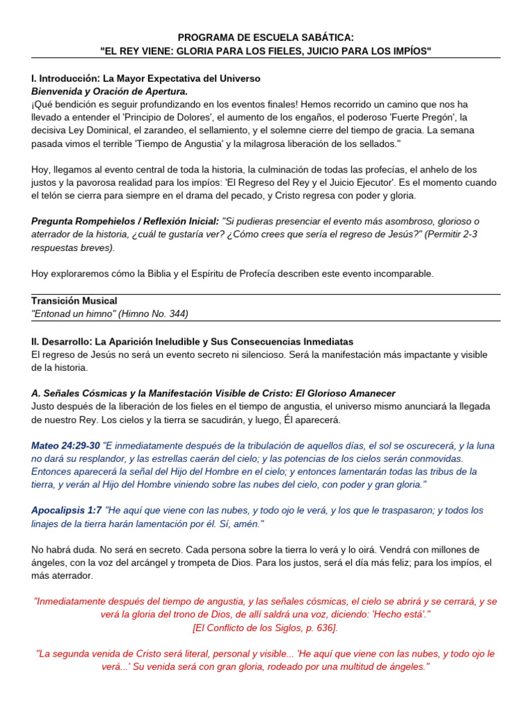Programa ES - El Rey Viene EP4 | PDF | Segundo advenimiento | Cristo ...