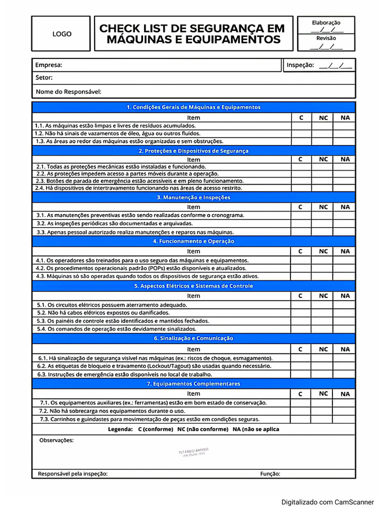 Checklist Maquinas-Equipamentos | PDF