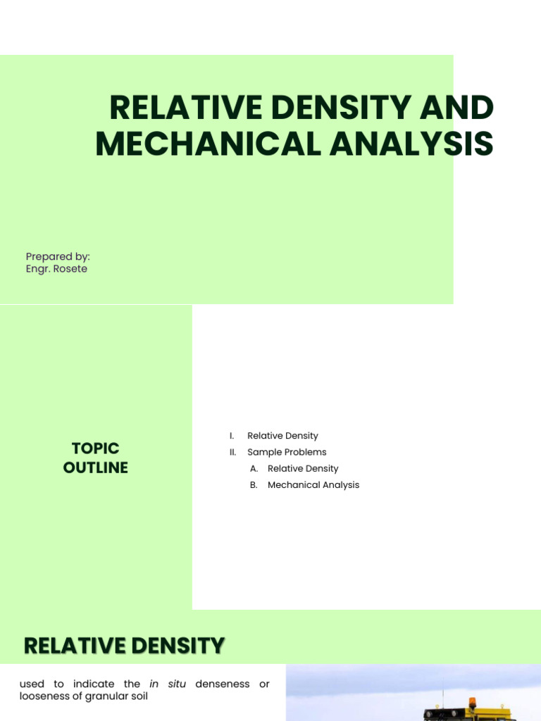 Lecture 2 - Relative Density and Mechanical Analysis | PDF | Density