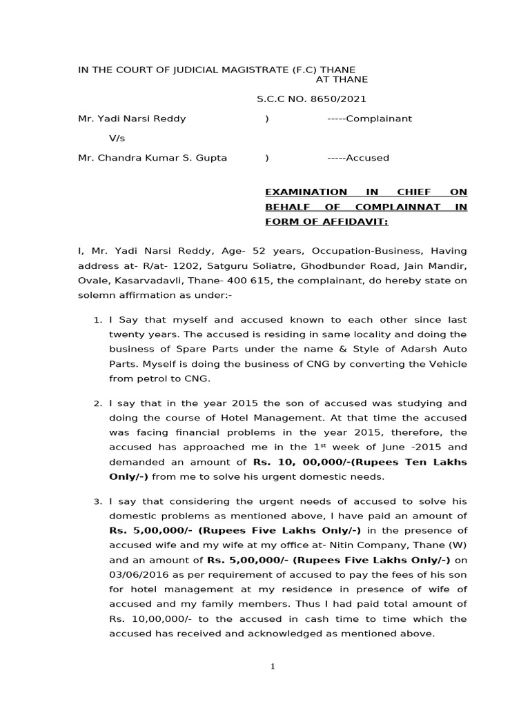 138 Examination Chief Yadi Narsi Reddy | PDF | Cheque | Signature