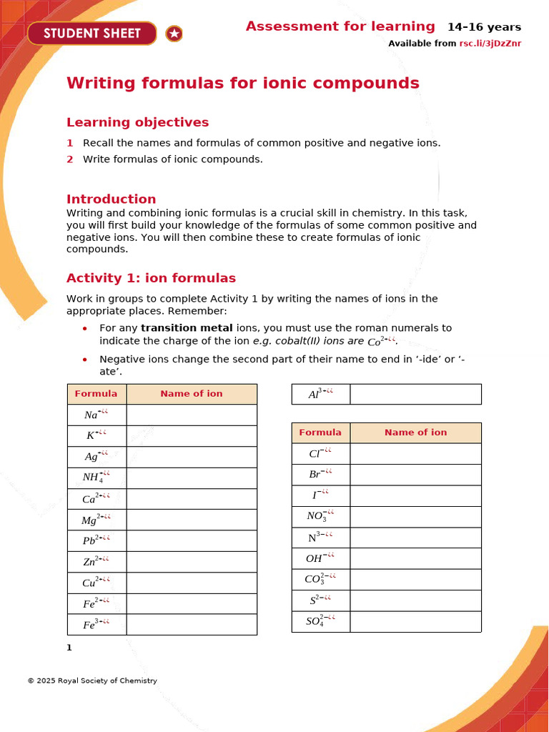 Writing Ionic Compound Formulas | PDF | Magnesium | Sodium