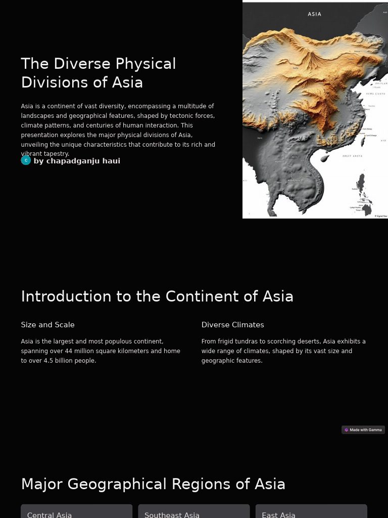 Major Physical Divisions of Asia | PDF | Asia | Central Asia