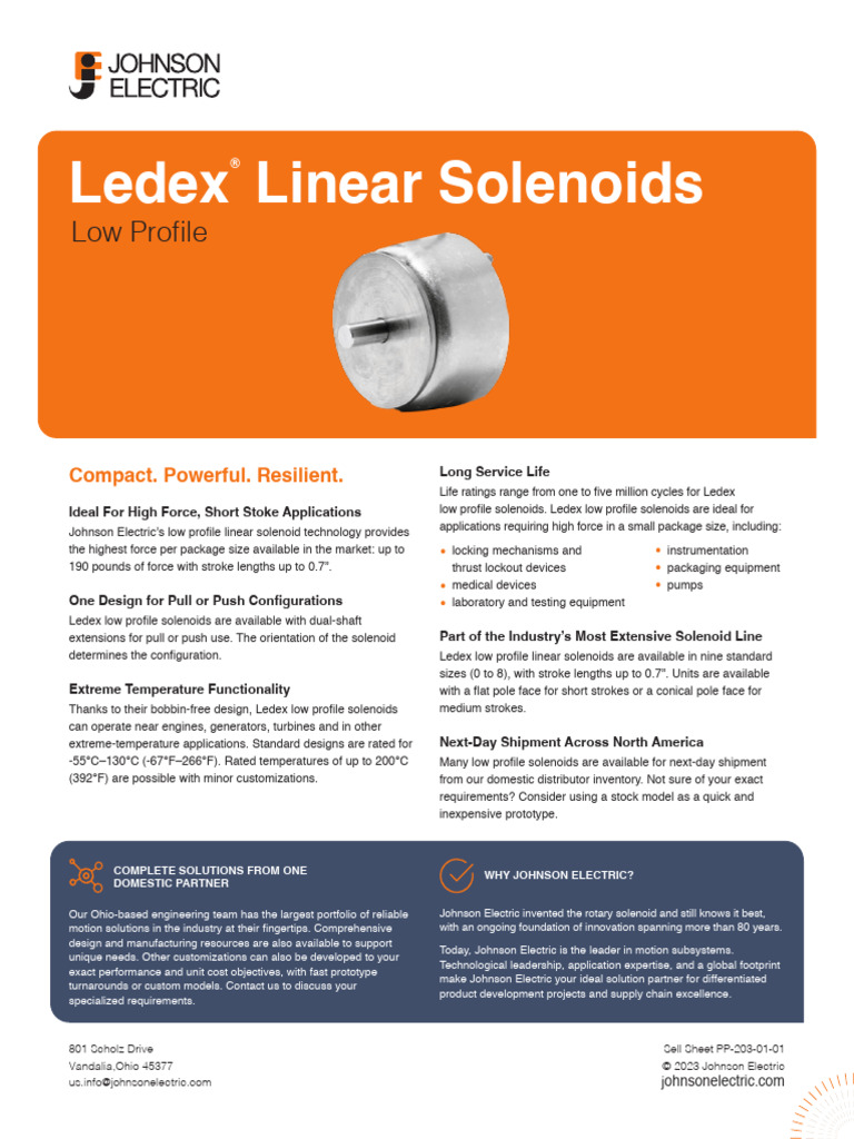 Low Profile Linear Solenoids Overview | PDF | Force | Mechanical ...