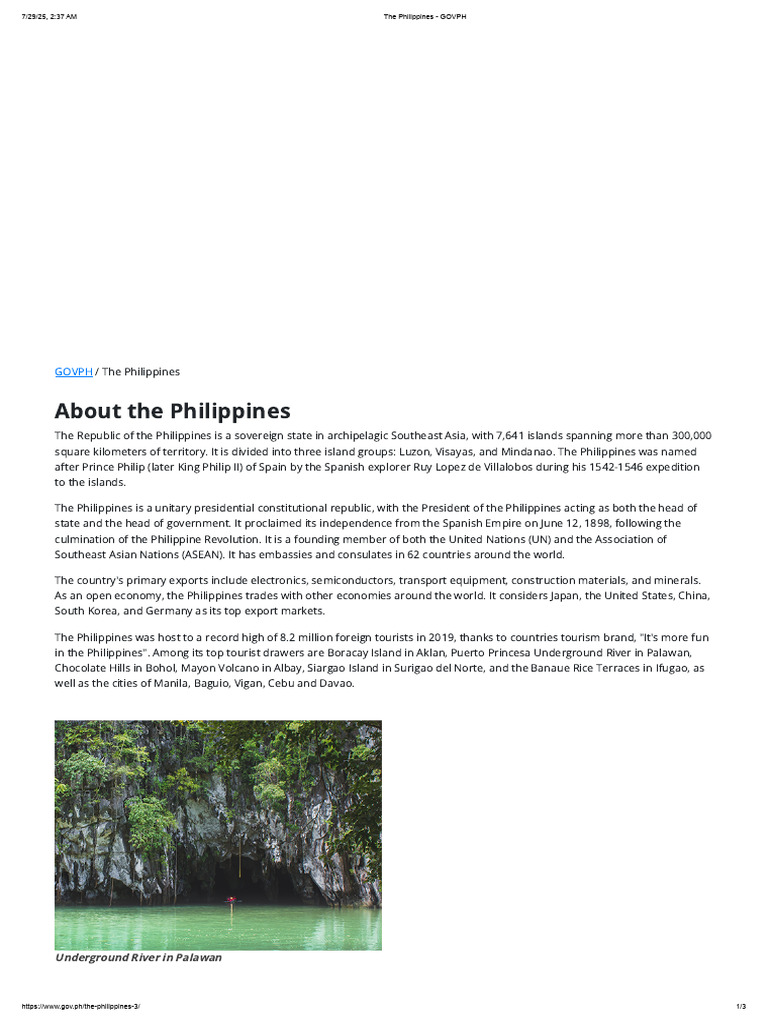 About The Philippines - GOVPH | PDF | Philippines | Southeast Asia