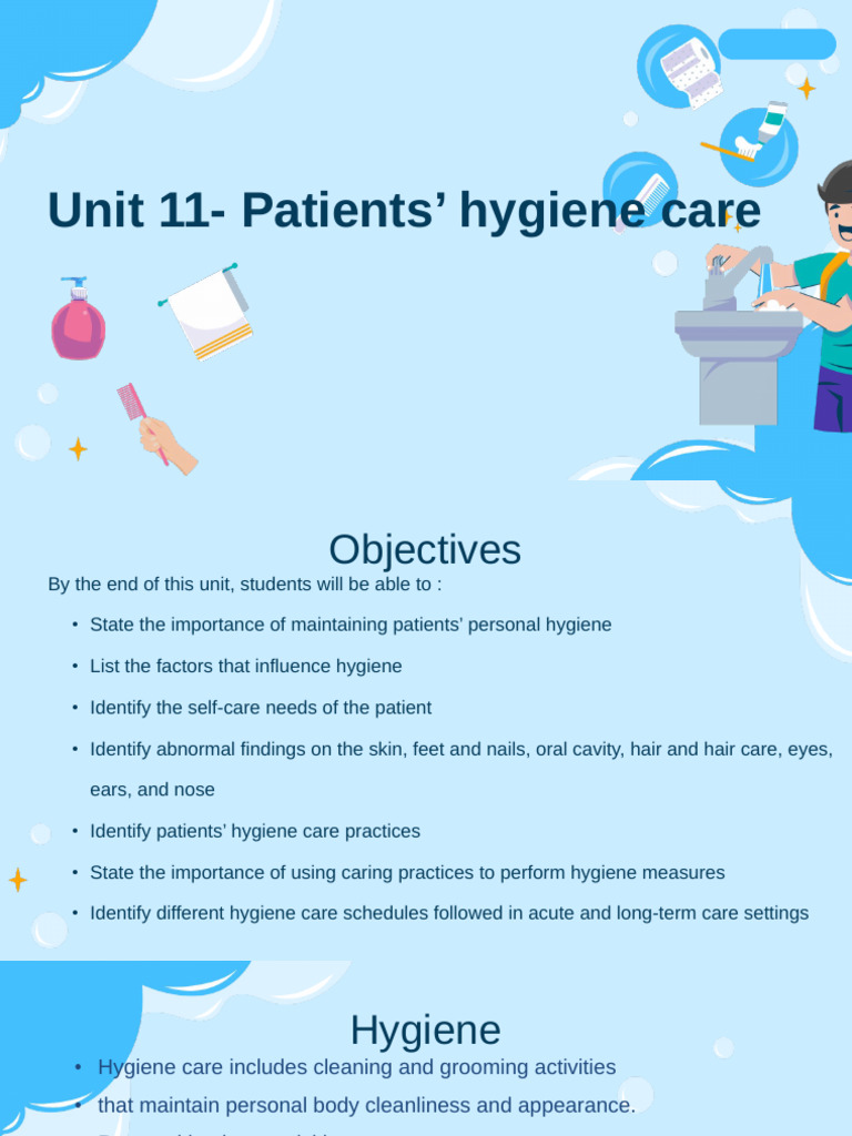 Unit 11 Patients' Hygiene Care | PDF | Hygiene | Hair Care