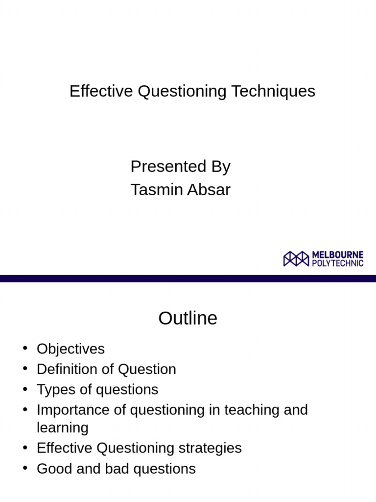 Effective Questioning Techniques Pdf Question Learning