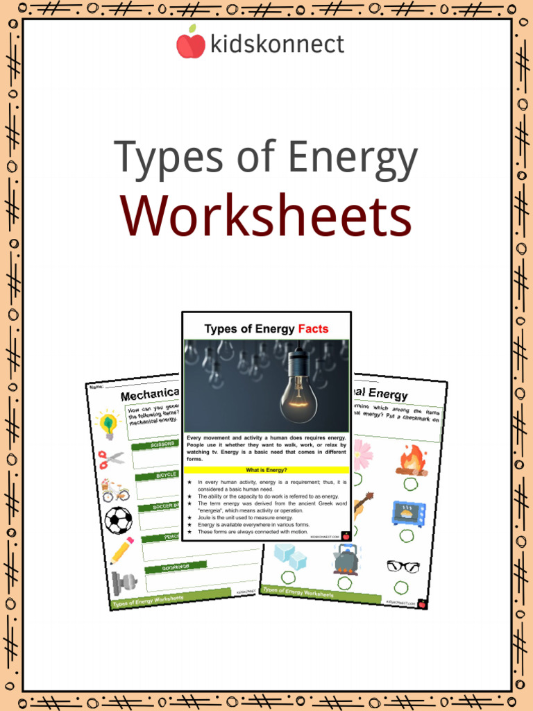Types of Energy Worksheets Sample | PDF | Electric Current | Electron