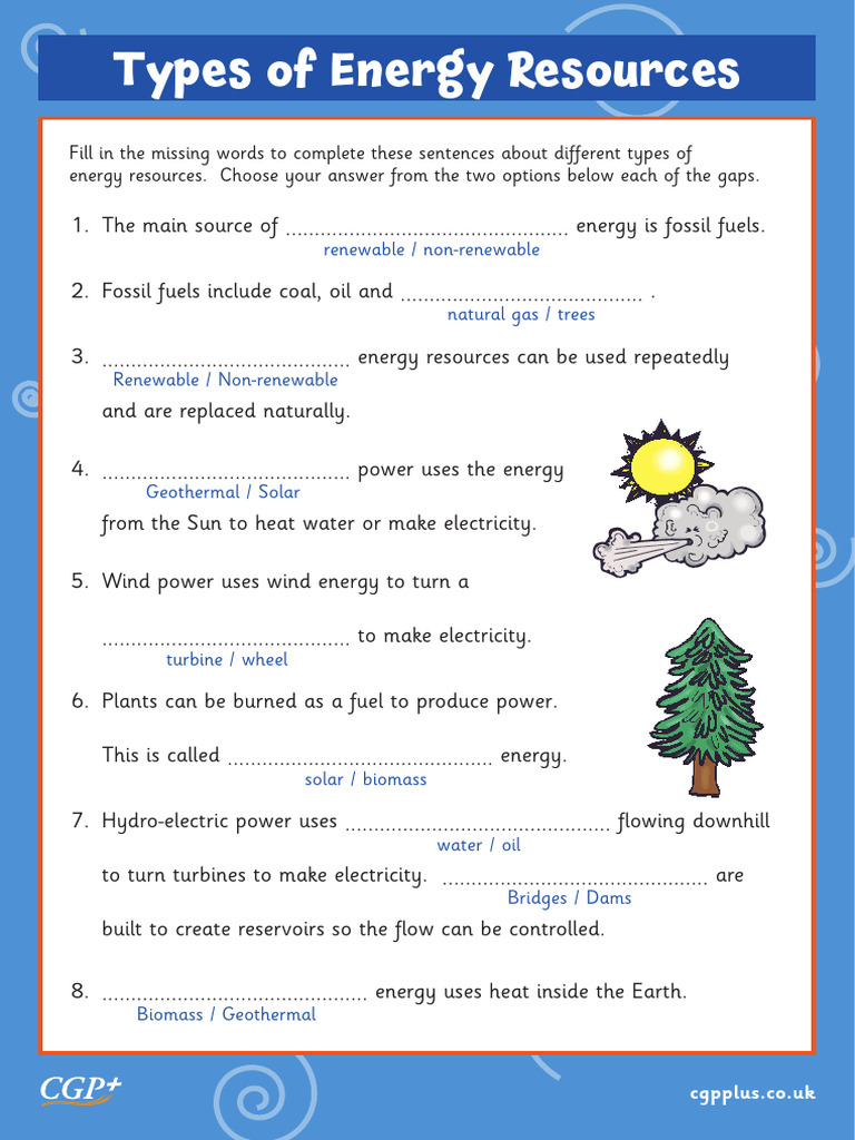 Types of Energy Resources (Years 3-4) Full Colour | PDF | Renewable ...