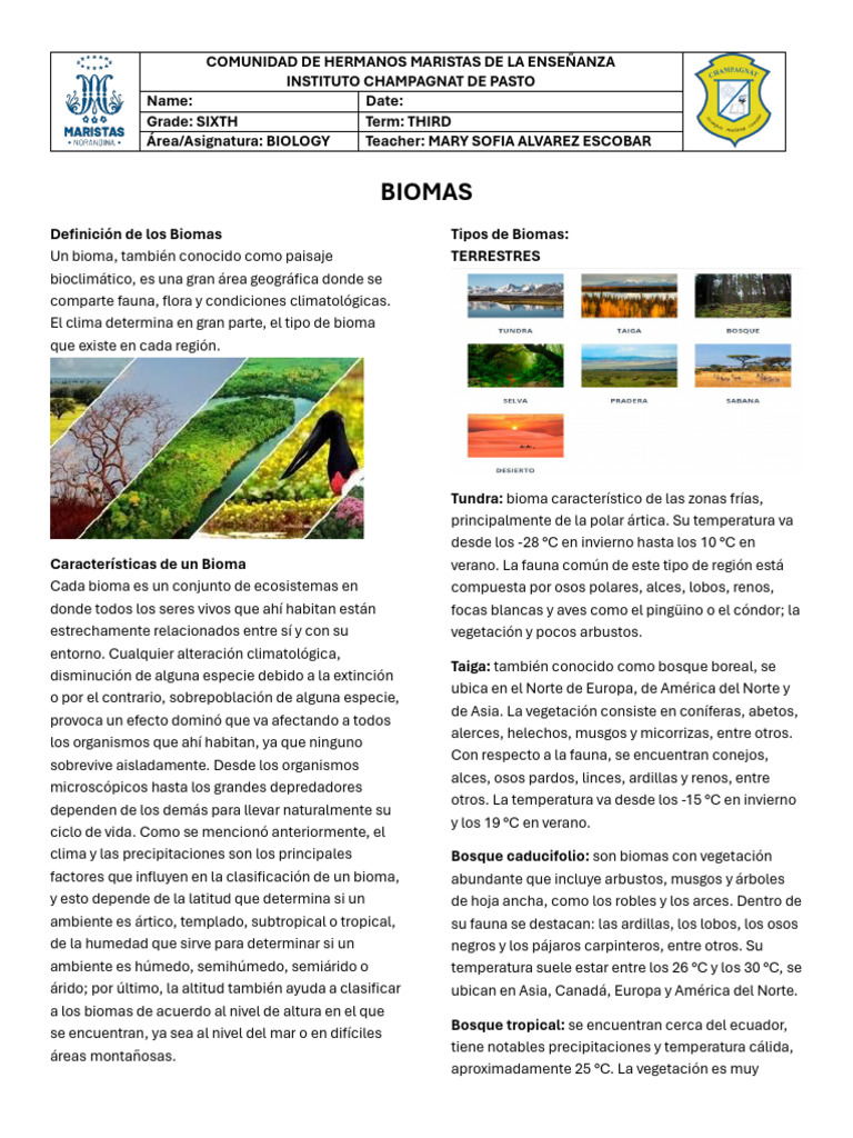 Guía Biomas | PDF | Biogeografia | Geografía Física