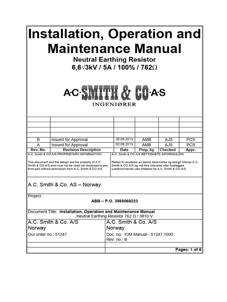 Neutral Earthing Resistor Manual | PDF | Resistor | Insulator (Electricity)