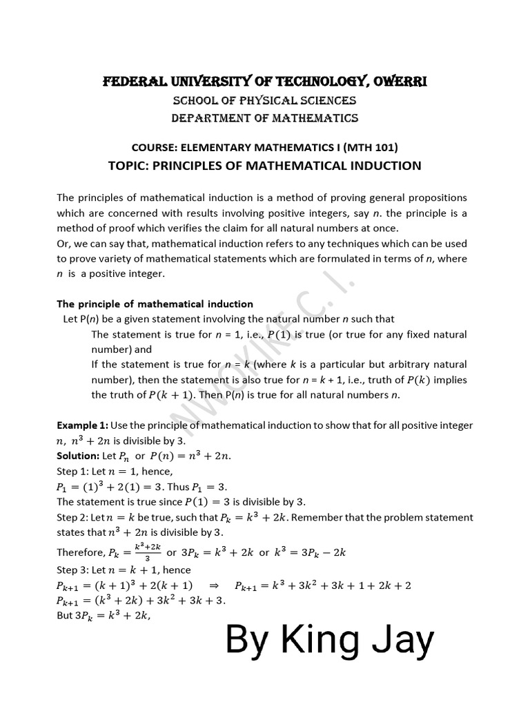 Mathematical Induction Principles Explained | PDF | Mathematical Proof ...