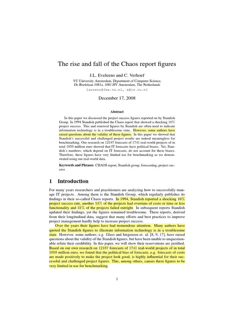 Standish - The Rise and Fall of The Chaos Report Figures | PDF ...