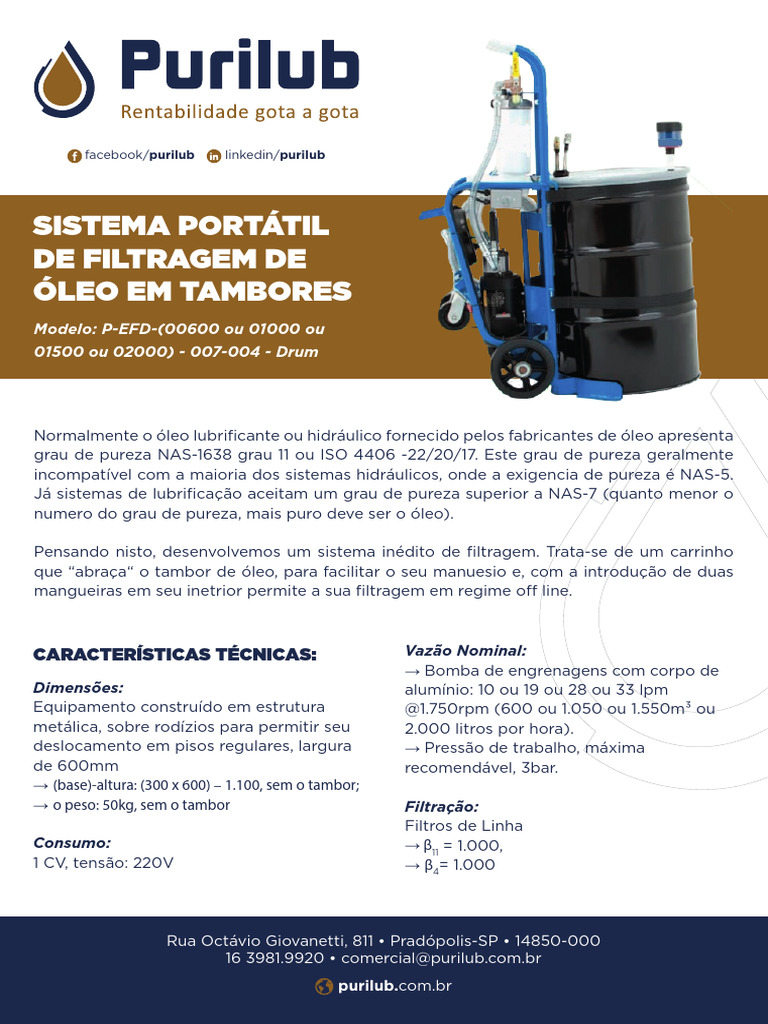 Purelab Sistema Portatil Filtragem Tambor | PDF