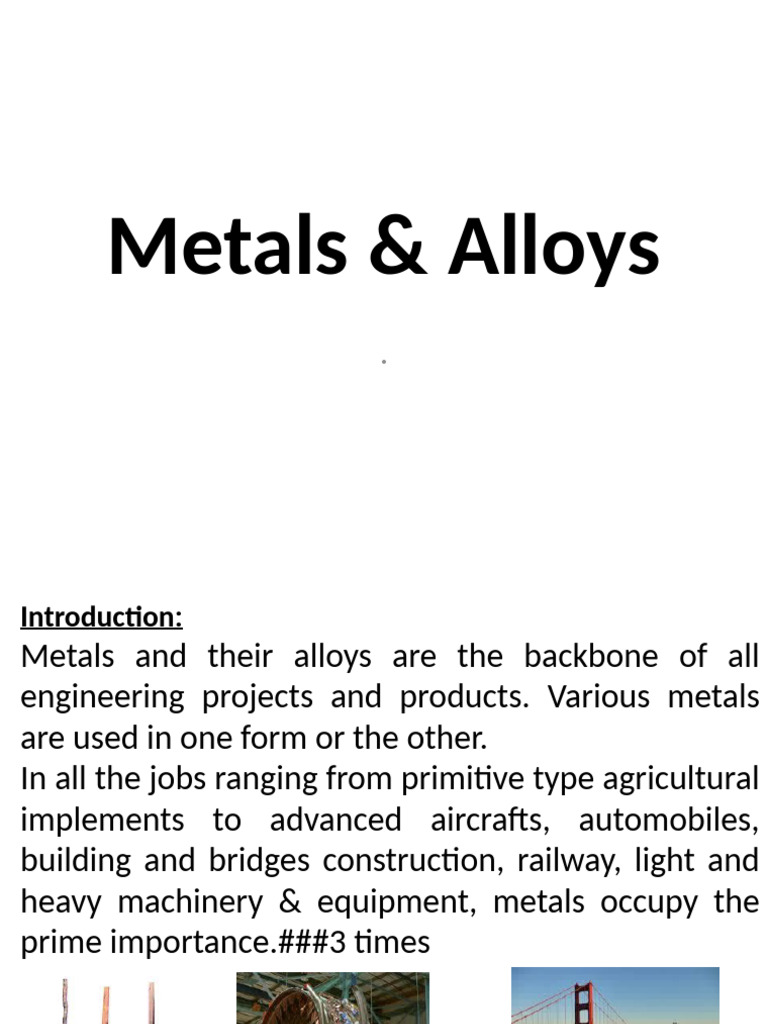 Overview of Metals and Alloys | PDF | Steel | Cast Iron