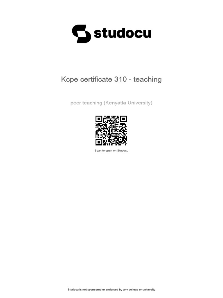 KCPE Certificate 310 Teaching Guide | PDF