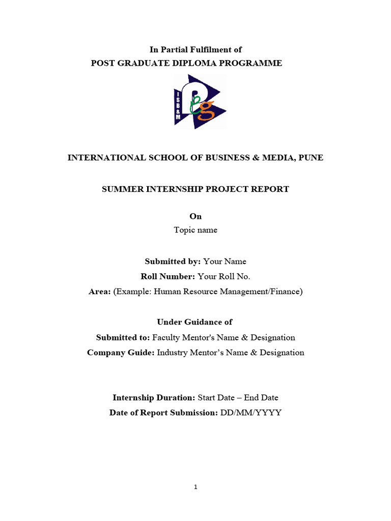 SIP Report Format - Revised July 2025 | PDF | Marketing | Business