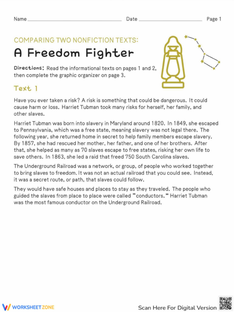 Comparing Nonfiction Texts - Female Freedom Fighter | PDF
