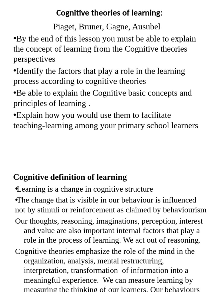 Cognitive Learning Theories Explained | PDF | Learning | Cognition