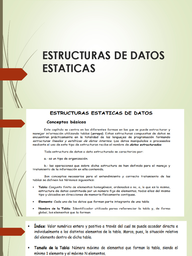Estructuras Estaticas | PDF | Matriz (Matemáticas) | Datos de computadora