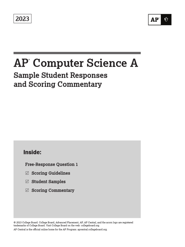 2023 AP Computer Science A FRQ Guide | PDF | Control Flow | Variable ...