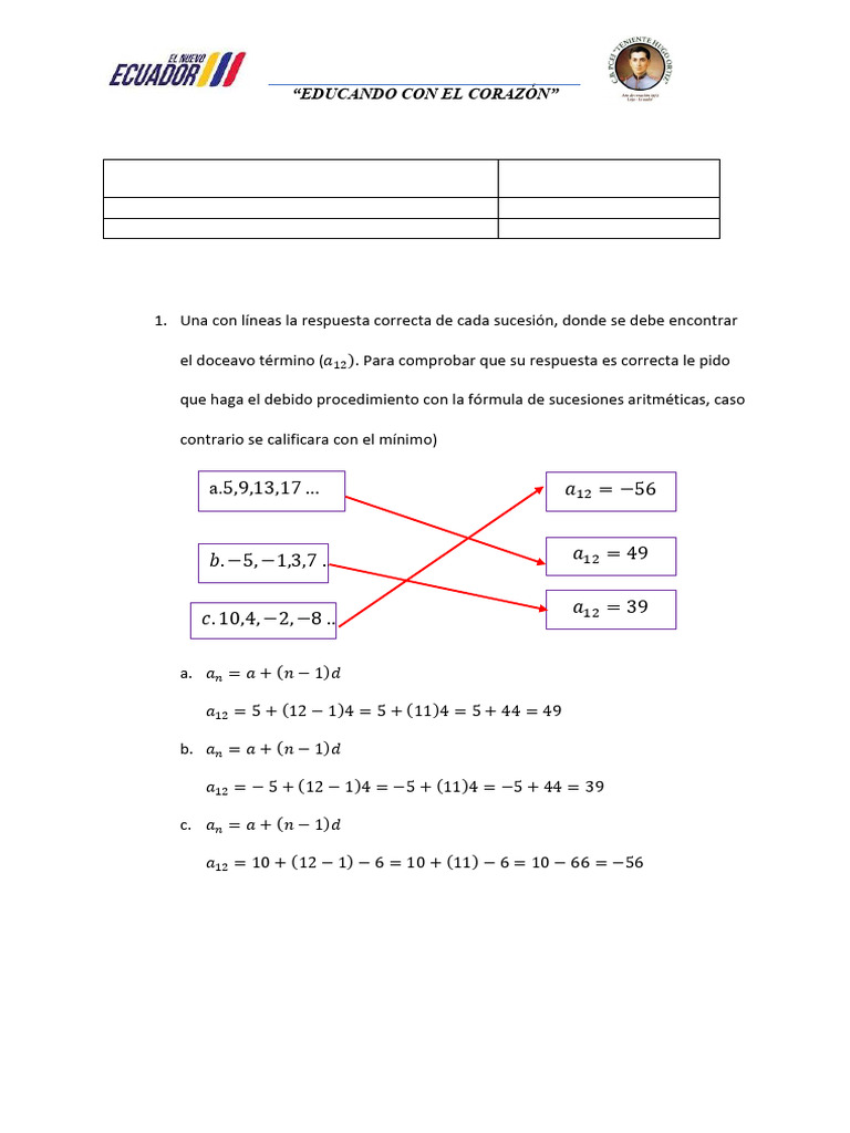 Actividad de Aprendizaje Tarea Matematica 3roo BGU U4 | PDF | Matemáticas