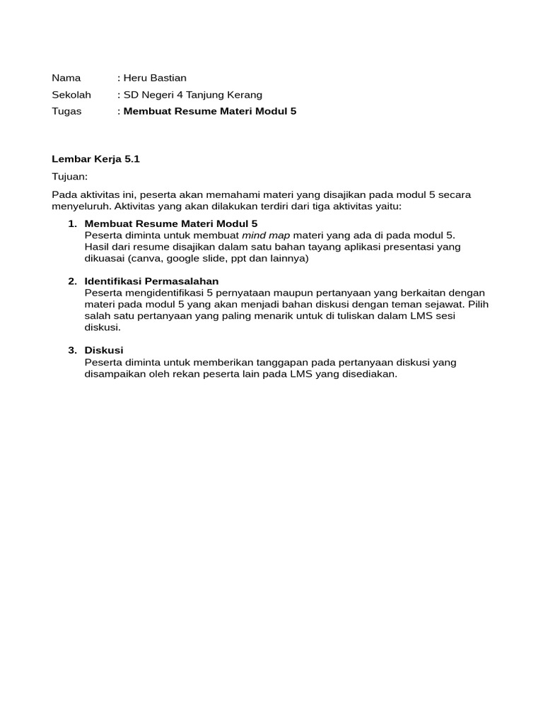 Resume dan Diskusi Modul 5 | PDF