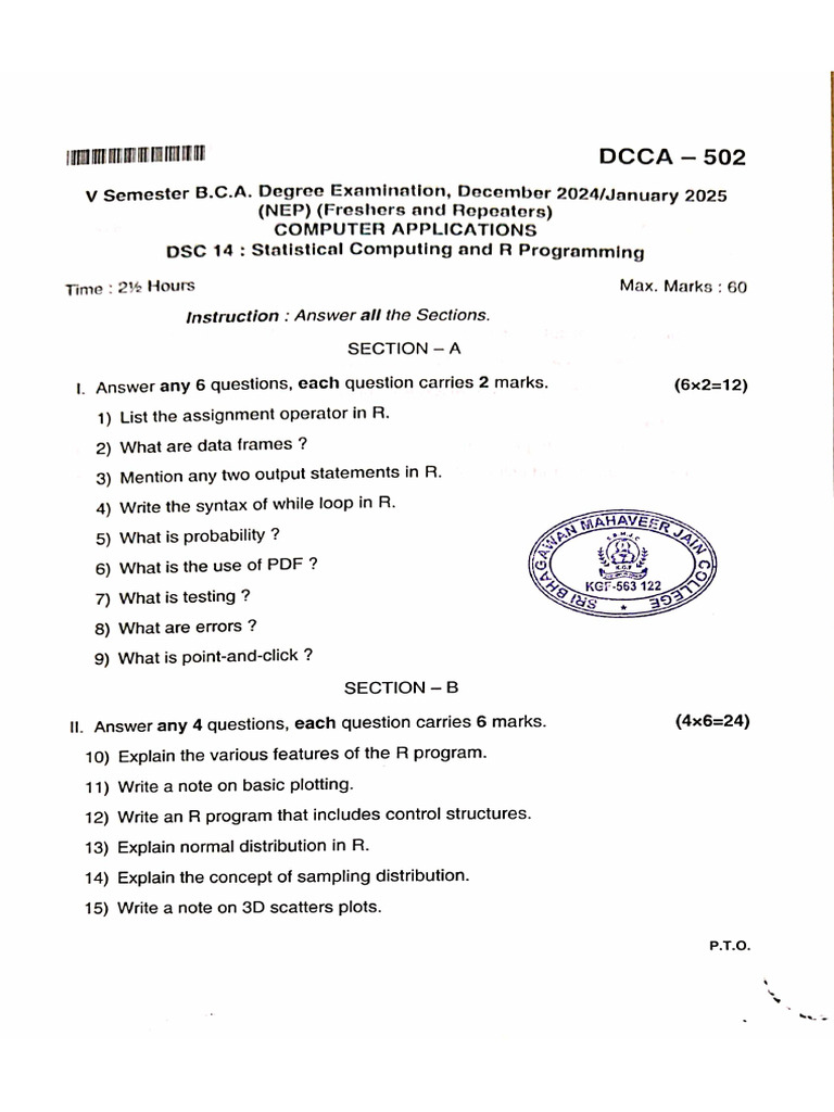 Statistical Computing R Programming | PDF