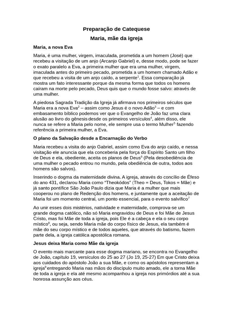 Maria: Mãe da Igreja e Nova Eva | PDF | Maria, mãe de Jesus | Adão e Eva