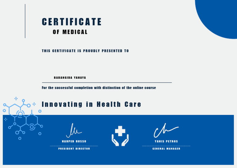 Blue Elegant Health Care Achievement Certificate | PDF