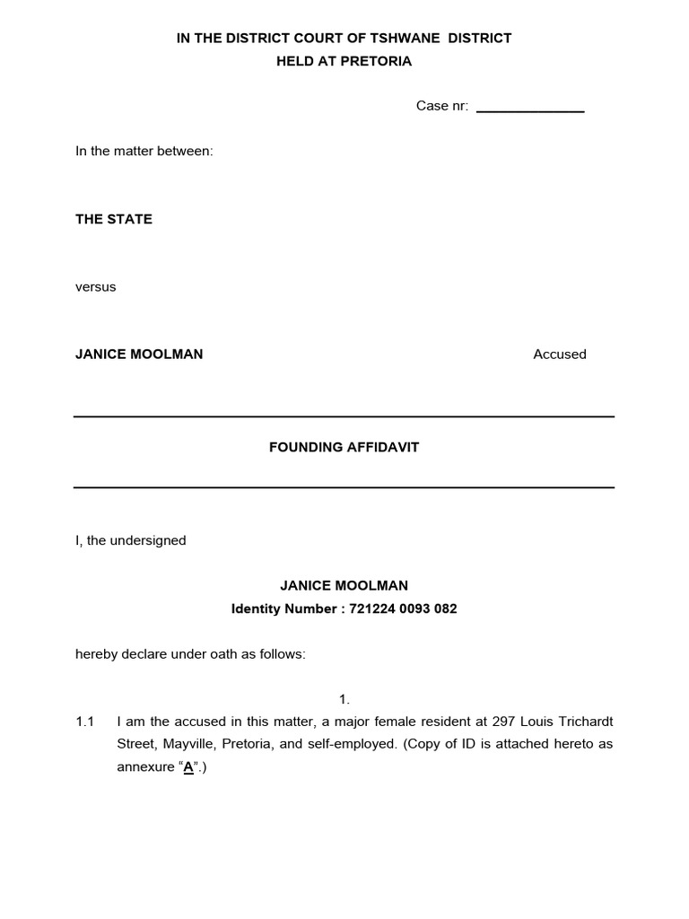 Bail Application With Annexures | PDF | Bail | Criminal Procedure In South Africa