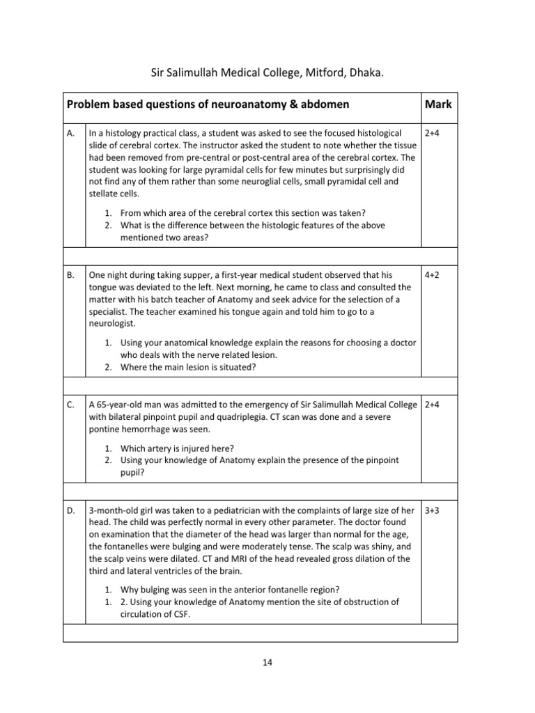 Anatomy Problem Based Question (1) 1 | PDF