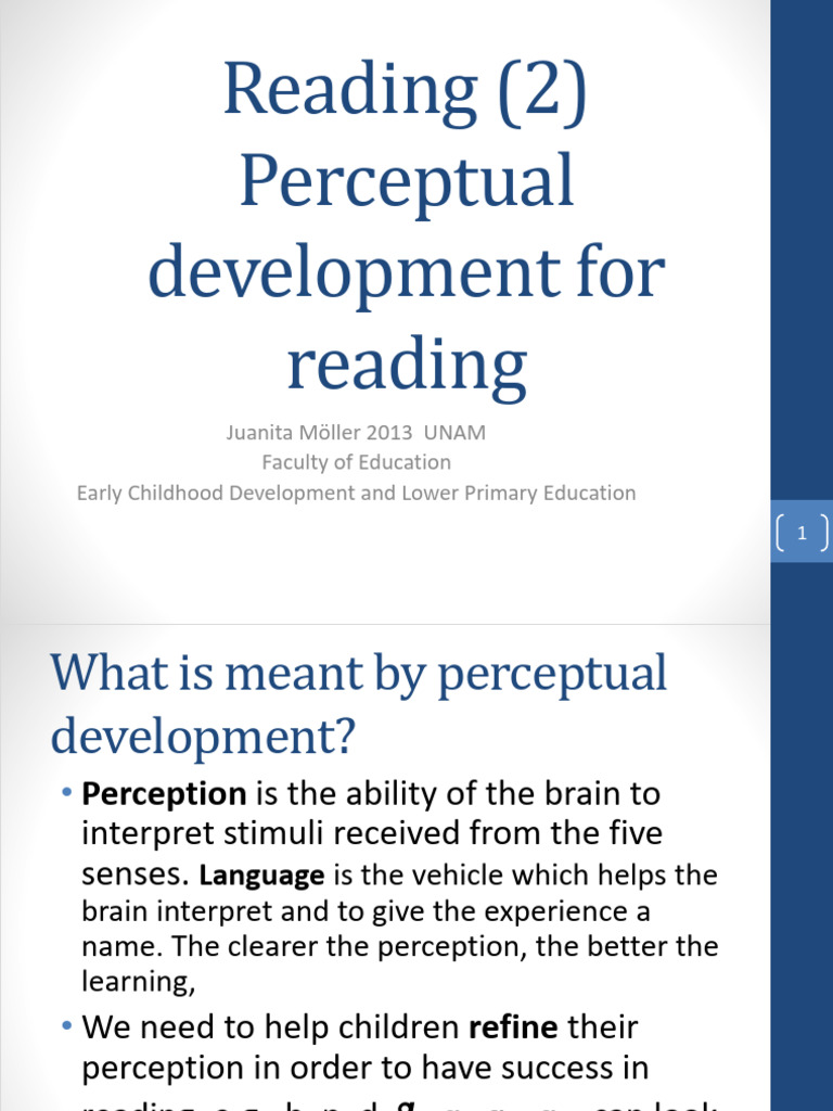 LEP3700 Reading 2 Perception and Preparatory Activities FRM Juanita | PDF | Perception | Phonics