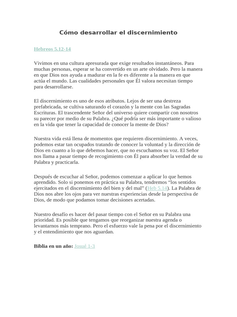 Cómo desarrollar el discernimiento | PDF
