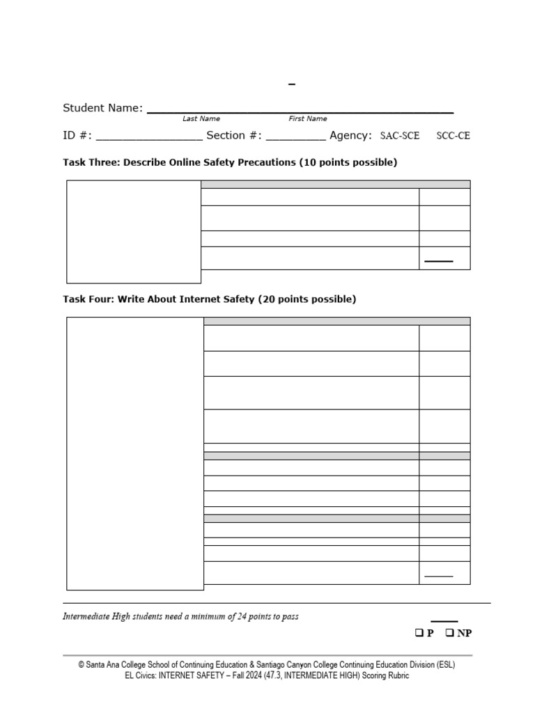 Internet Safety Assessment Rubric | PDF