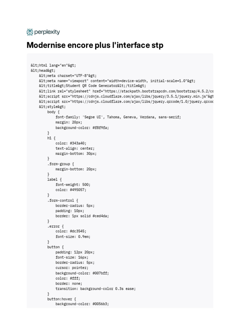 Modernise Encore Plus L'interface STP | PDF | Bootstrap (Front End Framework) | Digital Technology