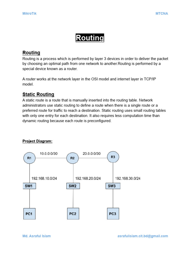 MikroTik - Routing Theory and Static Routing | PDF | Routing | Internet ...