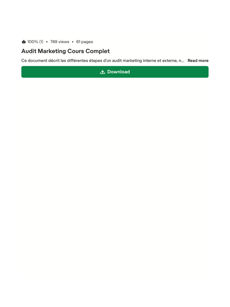 Audit Marketing Cours Complet - PDF - Commercialisation - Audit | PDF ...
