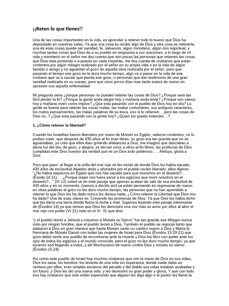 Reten Lo Que Tienes | PDF | Abrahán | Moisés