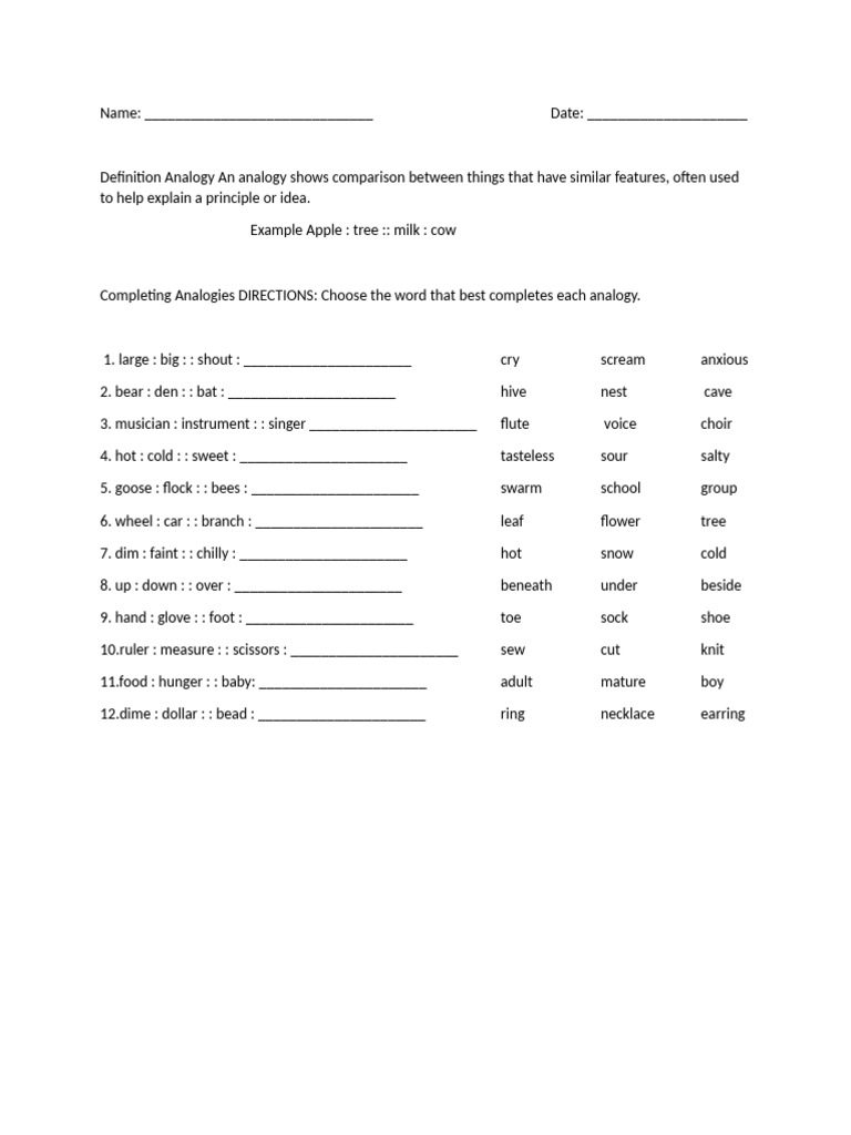Wk2 Analogy Activity | PDF