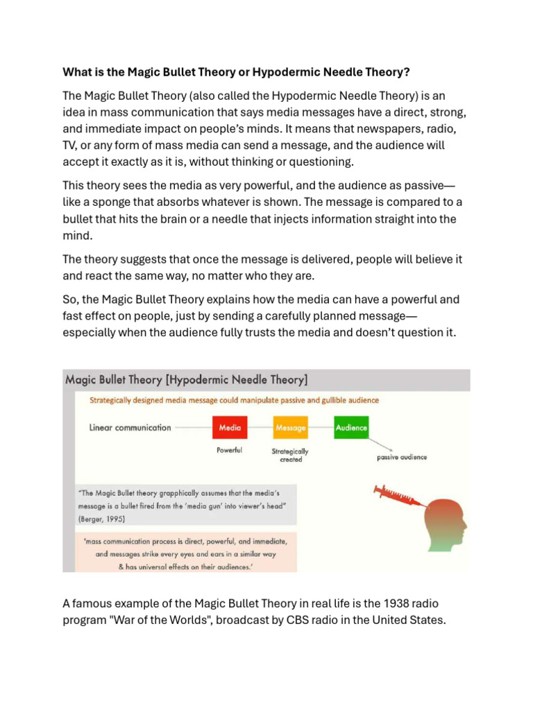 Magic Bullet and 2 Step Flow | PDF | Human Communication | Mass Media
