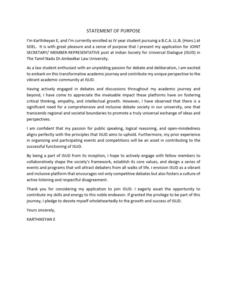 Statement of Purpose | PDF