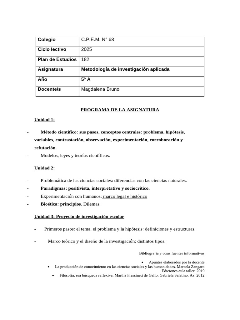 Programa 5to A MIA 25 | PDF