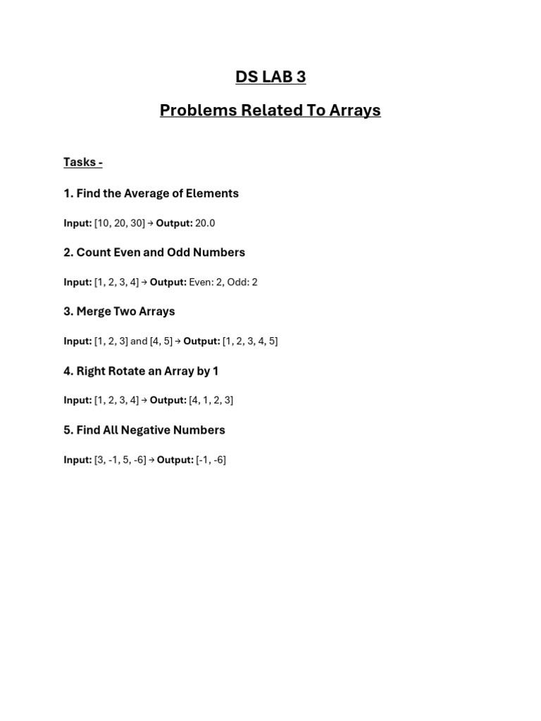 DS Lab 3 Arrays | PDF