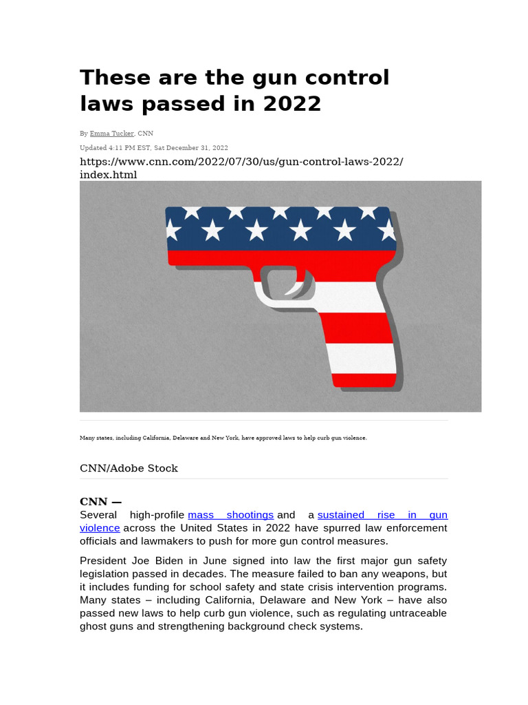 These Are The Gun Control Laws Passed in 2022 | PDF | Overview Of Gun ...
