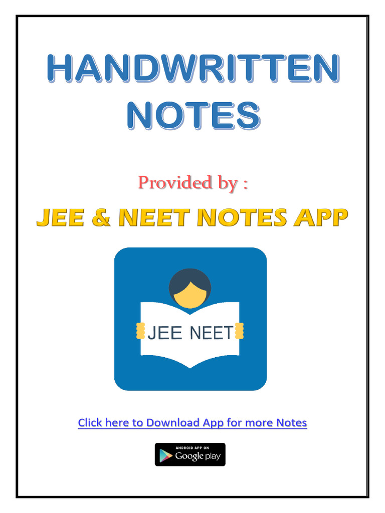 Handwritten JEE NEET Study Notes | PDF | Google Play | Unix Software