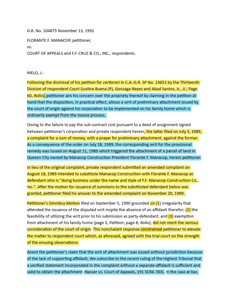 Manacop v. Court of Appeals | PDF | Complaint | Lawsuit