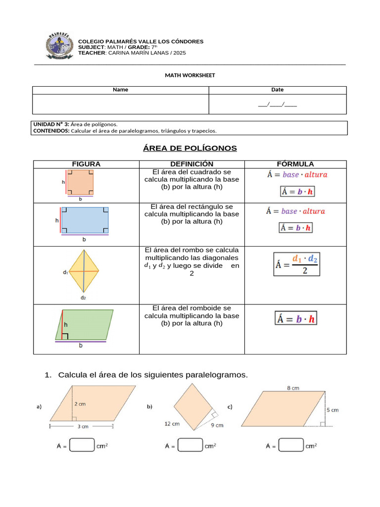 Área de Polígonos | PDF | Geometría euclidiana | Geometría Convexa