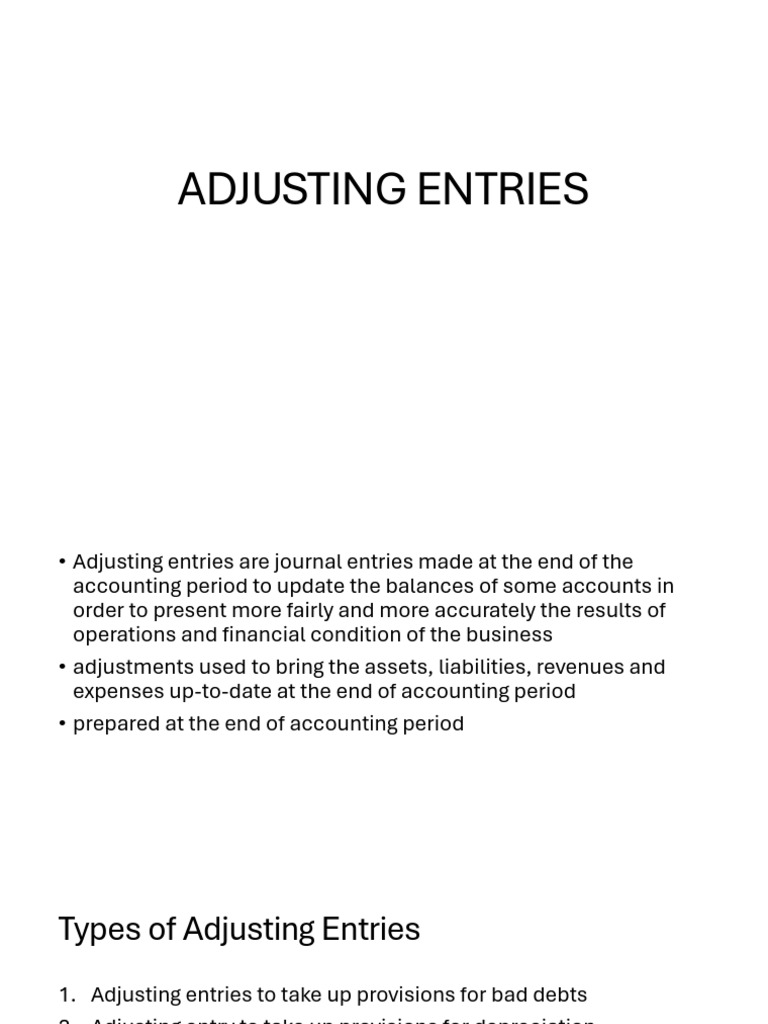 Adjusting Entries Overview and Examples | PDF | Bad Debt | Depreciation